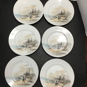 Dining | Vintage 6 Porcelain Japanese Ladies Geisha Water Plates 725 ...